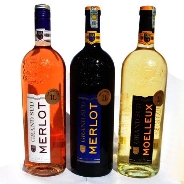GRAND SUD MERLOT, ROSE et blanc moelleux 1L - Sanaga CM