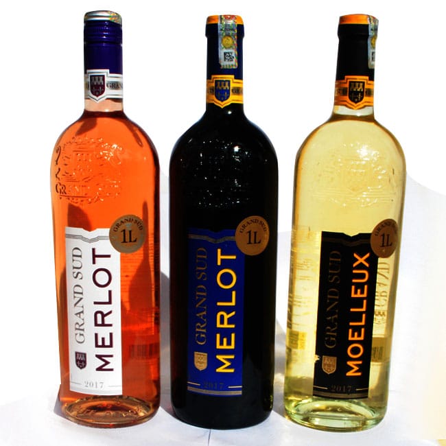 GRAND SUD MERLOT, ROSE et blanc moelleux 1L - Sanaga CM
